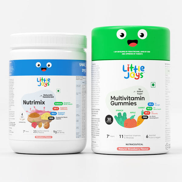 Buy Little Joys Nutrimix 7+ Powder & Multivitamin Gummies Kit for Kids